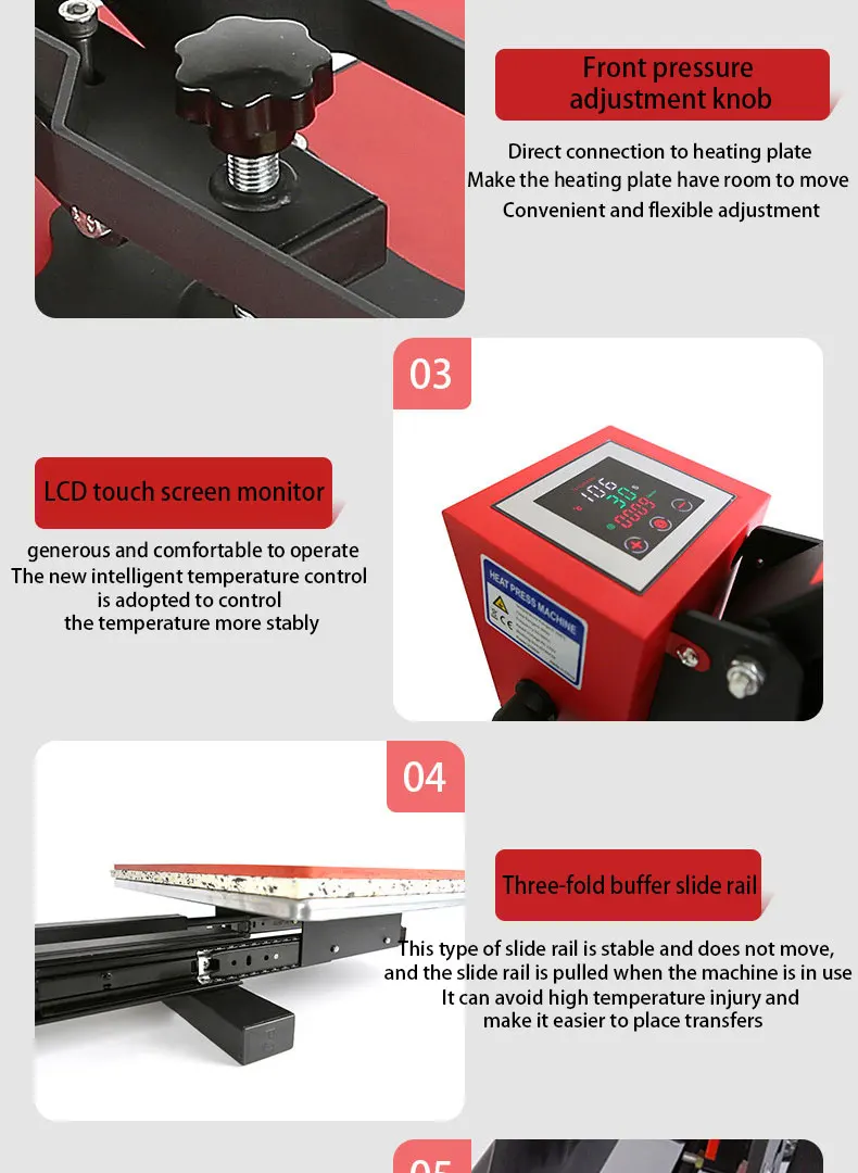 Factory Direct 38x38cm Drawer Type High Pressure Red Transfer Heat ...