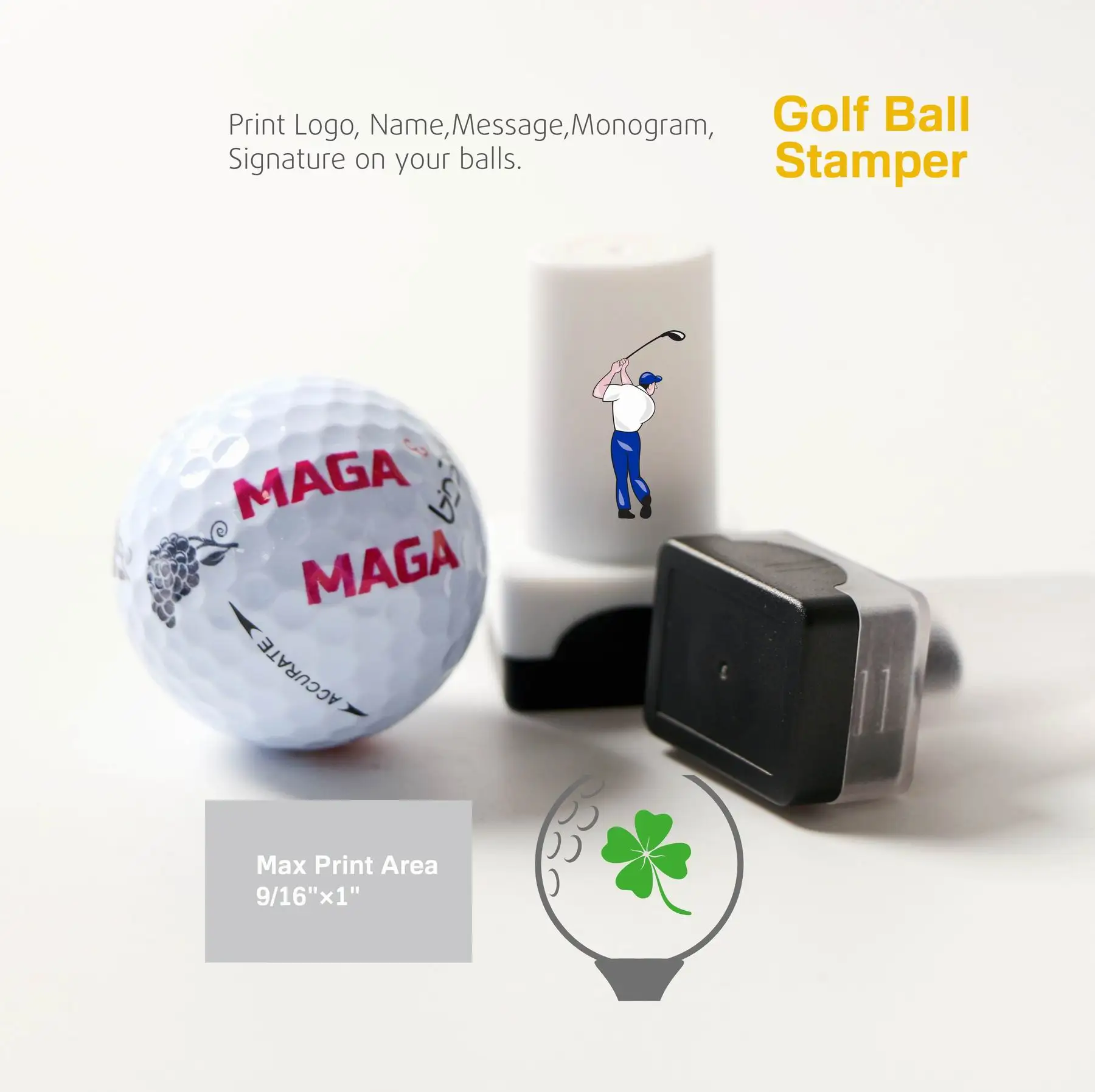 Customizable Golf Ball Stamper - Large Personalized Impressions