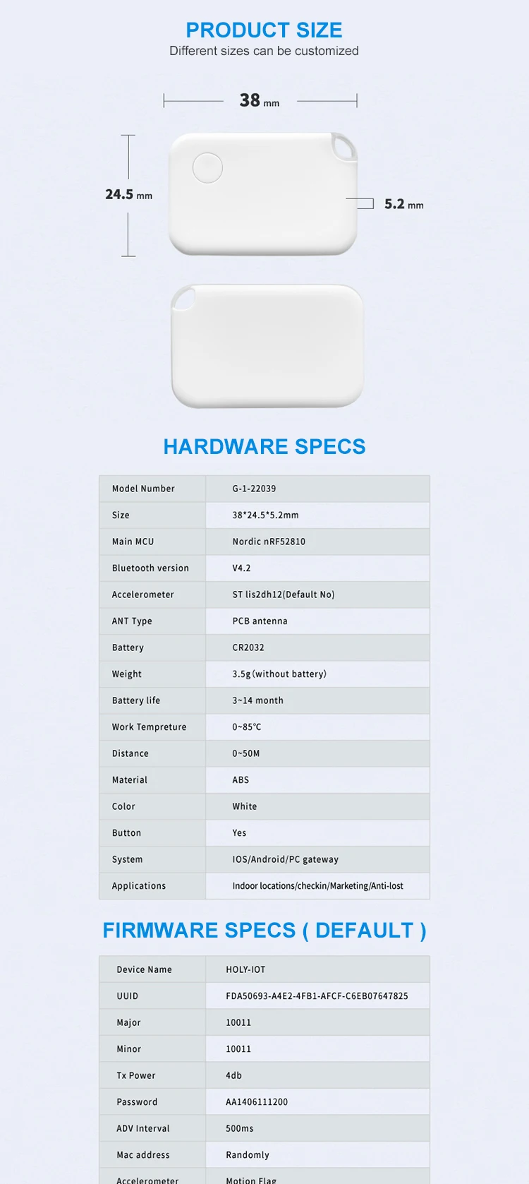 Holyiot Bluetooth Beacon - Smart IOT Solution for Tracking