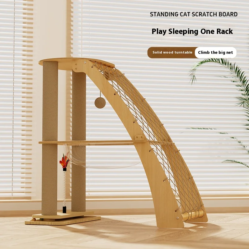 Solid Wood Turntable Cat Toy Integrated Space Capsule Cat Nest Climbing ...