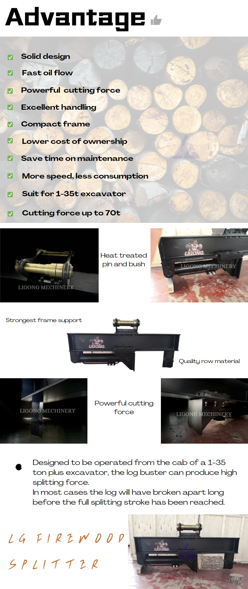 Bagger Baggerspalter Excavator Firewood Splitter Bagger Brennholz ...