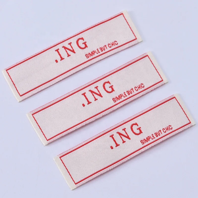 Custom Private Logo Fabric Satin Damask Woven Labels Clothes Neck Tag ...
