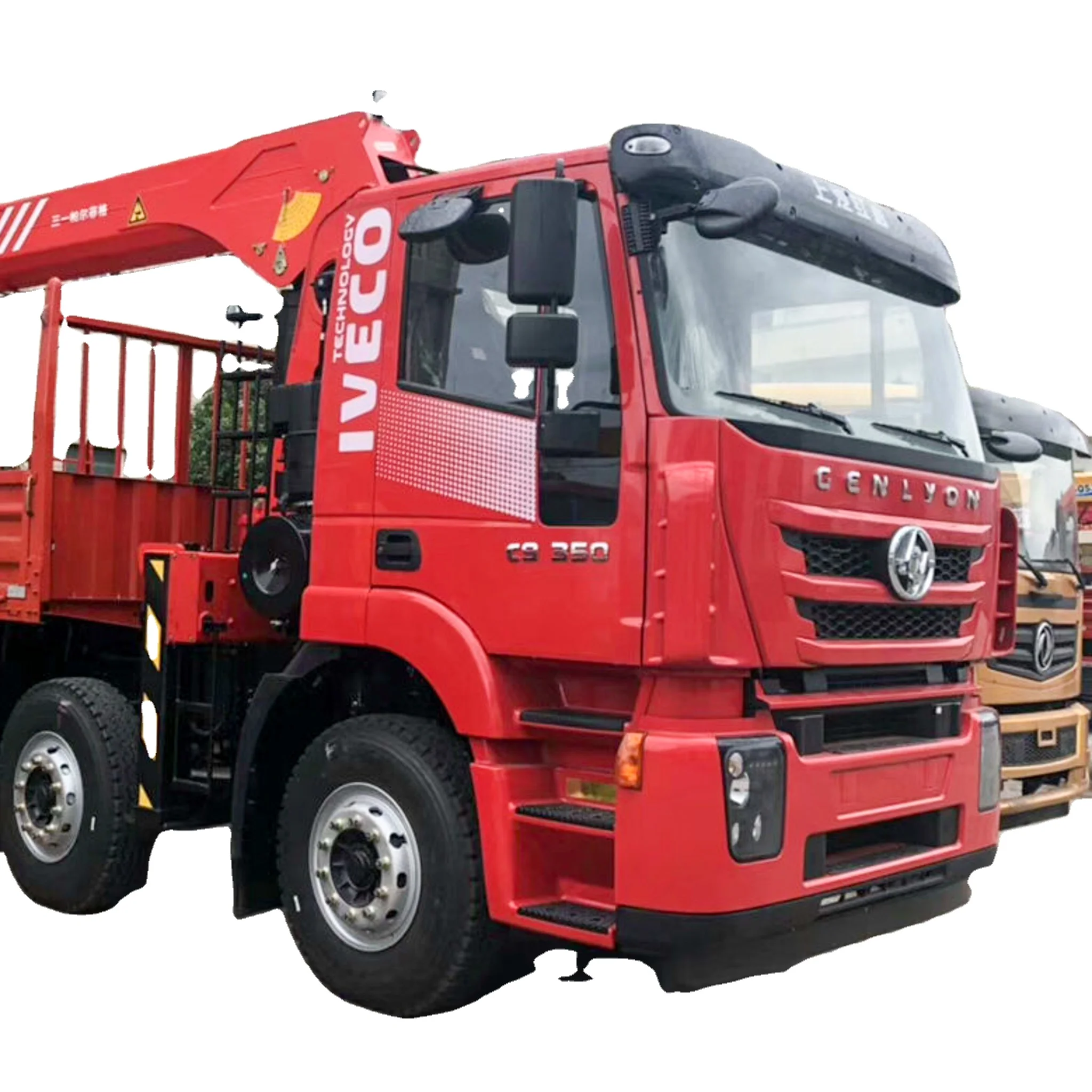 Factory Price Hongyan GENLVON 8x4 Cargo Truck Mounted Crane 14Ton 16Ton ...