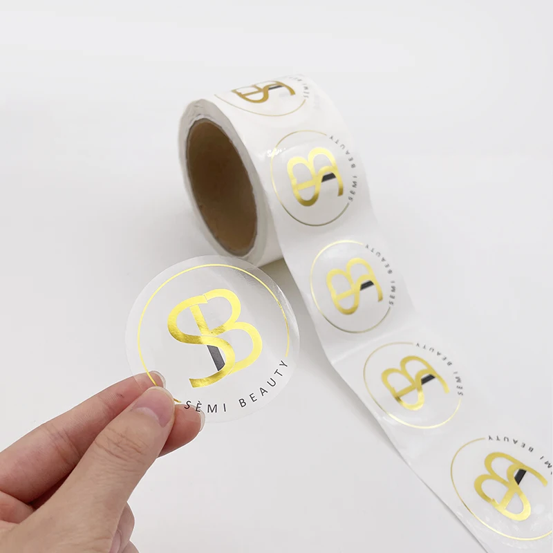 Custom Foil Copper Hot Stamped Stickers - Rose Gold Labels