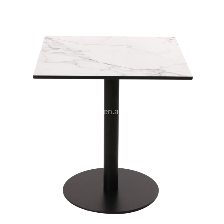 Lifepursue Square HPL Marble Effect with Round Steel Base Outdoor Table ...