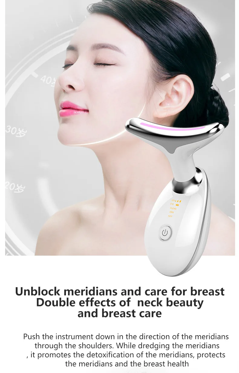 Face Neck Lifting Massager Led Photon Ther V Shape Multifunction Neck