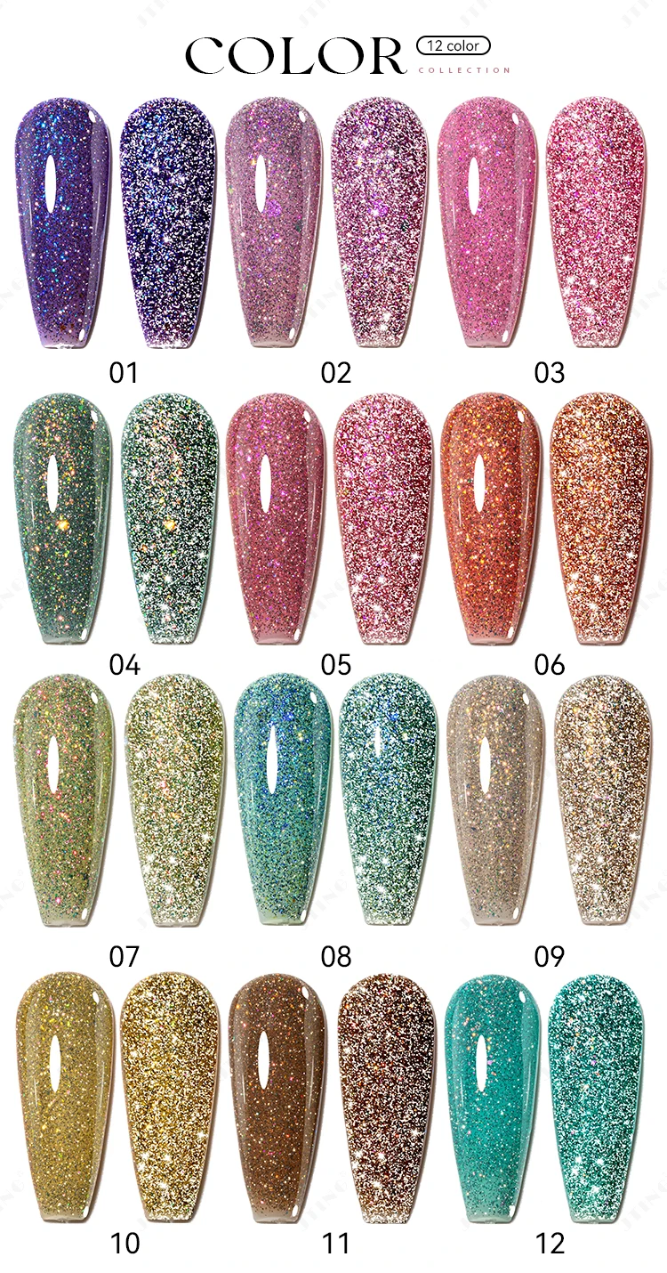 JTING Hot Trending Star Reflective Disco Gel Collection 12colors Set ...