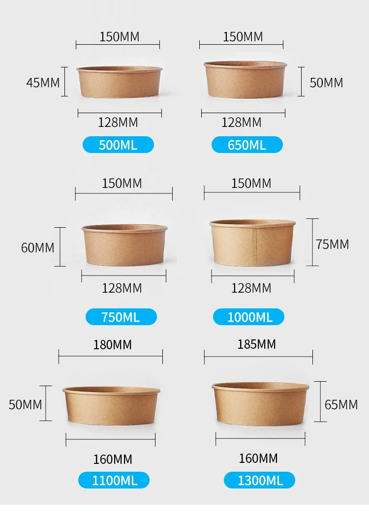 Biodegradable Kraft Paper Food Containers for Take Away