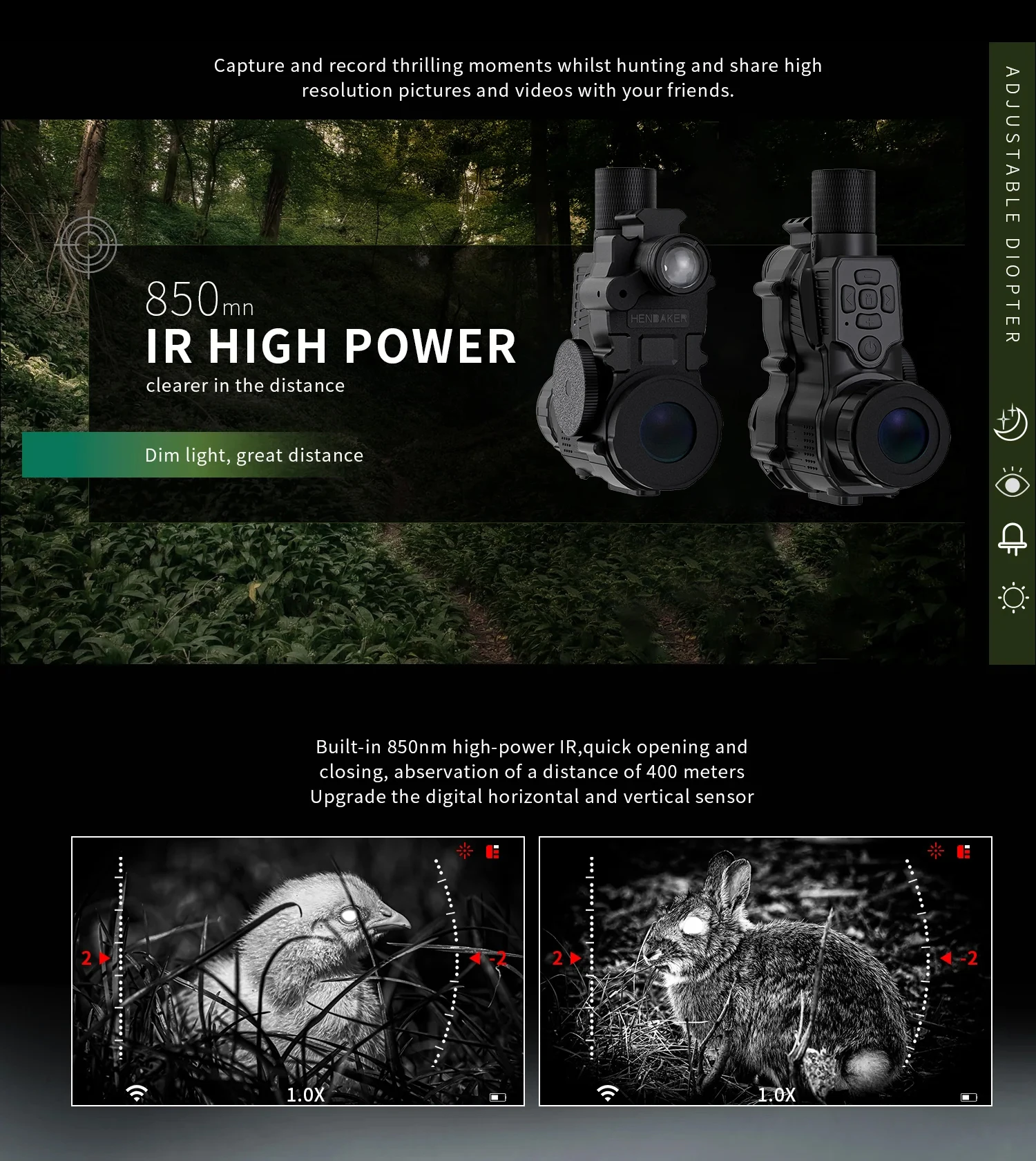HENBAKER NV700S Night Vision Scope - Ideal for Outdoor Hunting