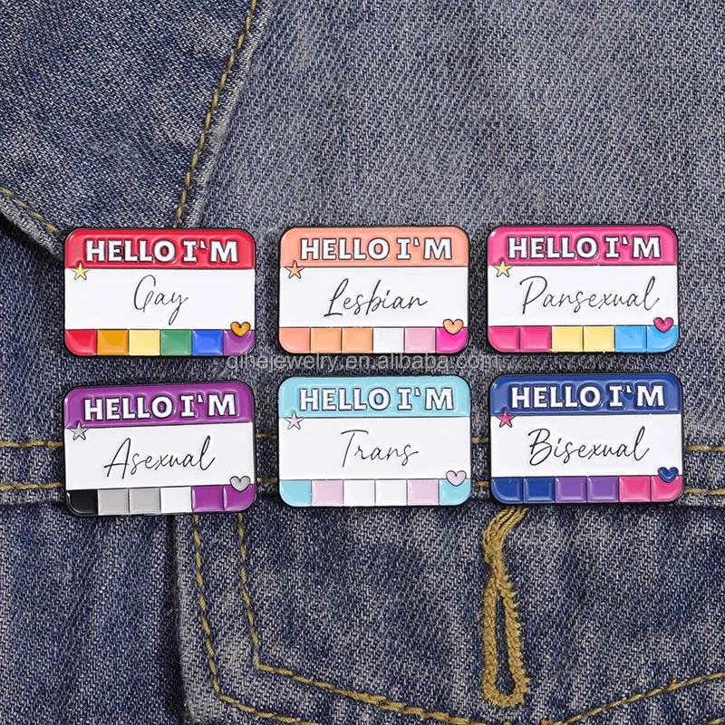 Hello Im Lgbt Enamel Pins Custom Bi Pan Asexual Trans Gay Lesbian