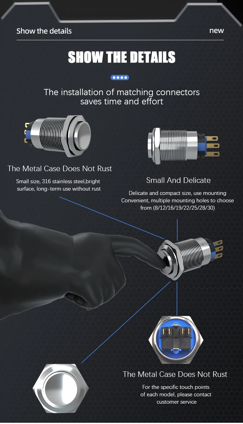 Kacon Kacon Metal Push-button Switch High Current 22mm Waterproof Self ...