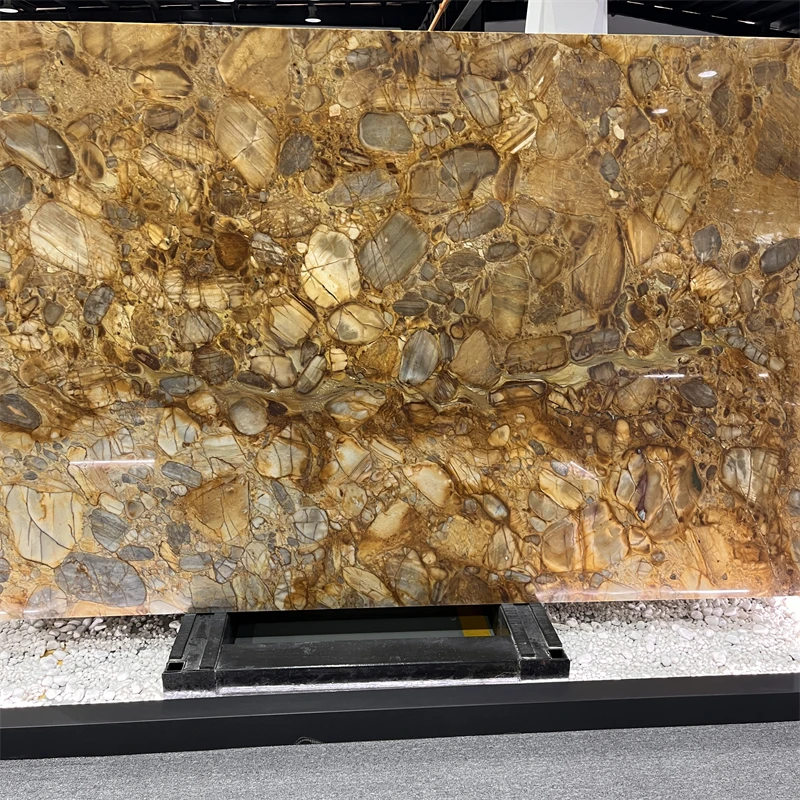 Luxury Brazil Golden Quartzite Slab Tiles For Interior Background Wall ...