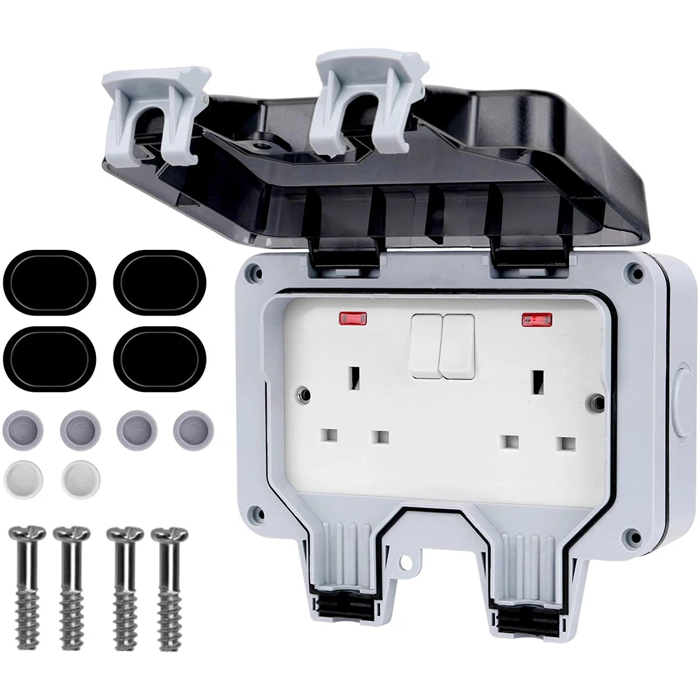 Double Outdoor Socket Waterproof Socket Wall Electrical Outlets Ip66 ...