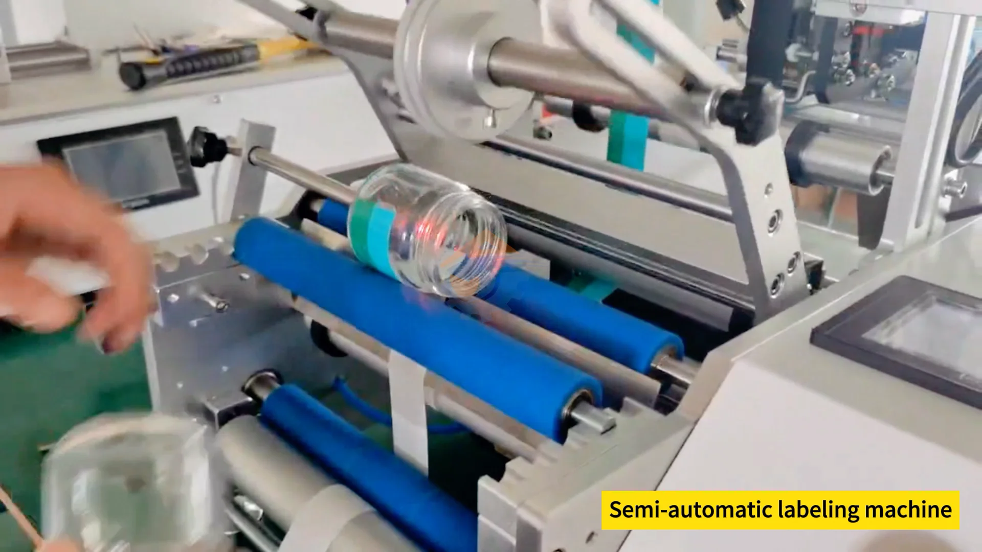 Semi-automatic Label Making Labelling Machine Wraparound Round Bottle ...