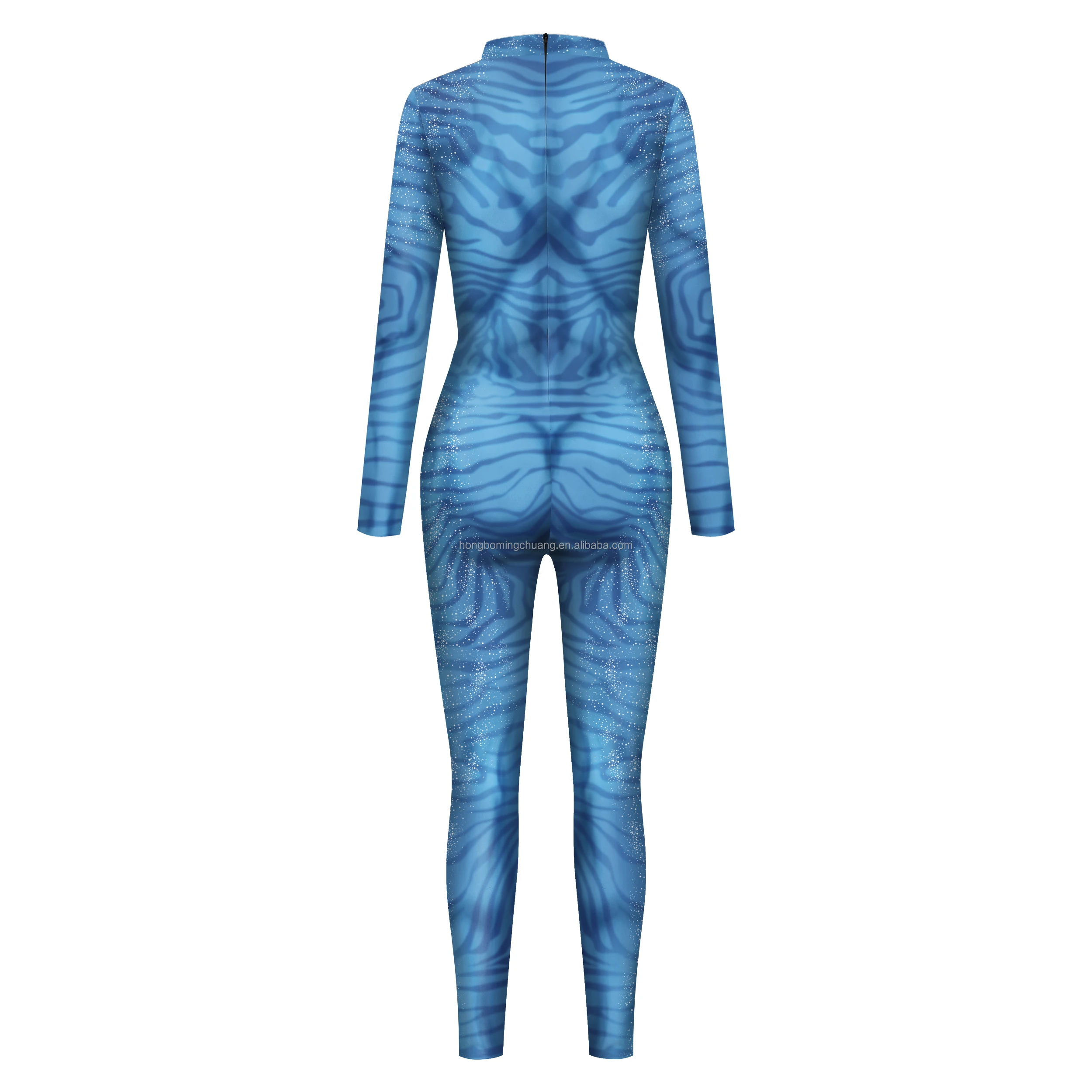 Unisex Blue Avatar Costume For Adult Halloween Zipper Catsuit Party ...