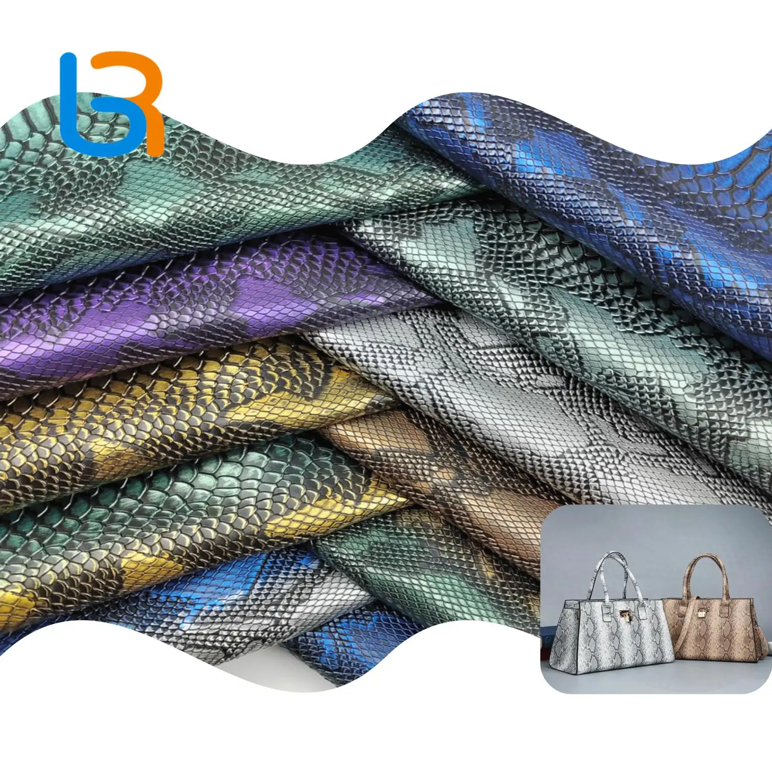 Pu Python Embossed Snake Skin Faux Leather Fabric For Handbag And Shoes ...