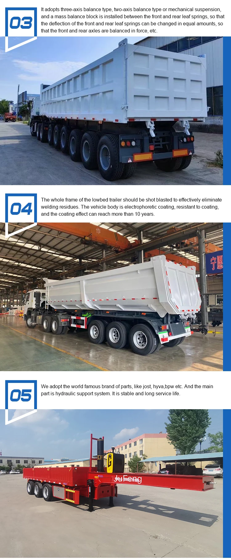 100 Ton 44 Cubic Meters Dumper Tipper Semi Trailer 6 Axles Dump Semi ...