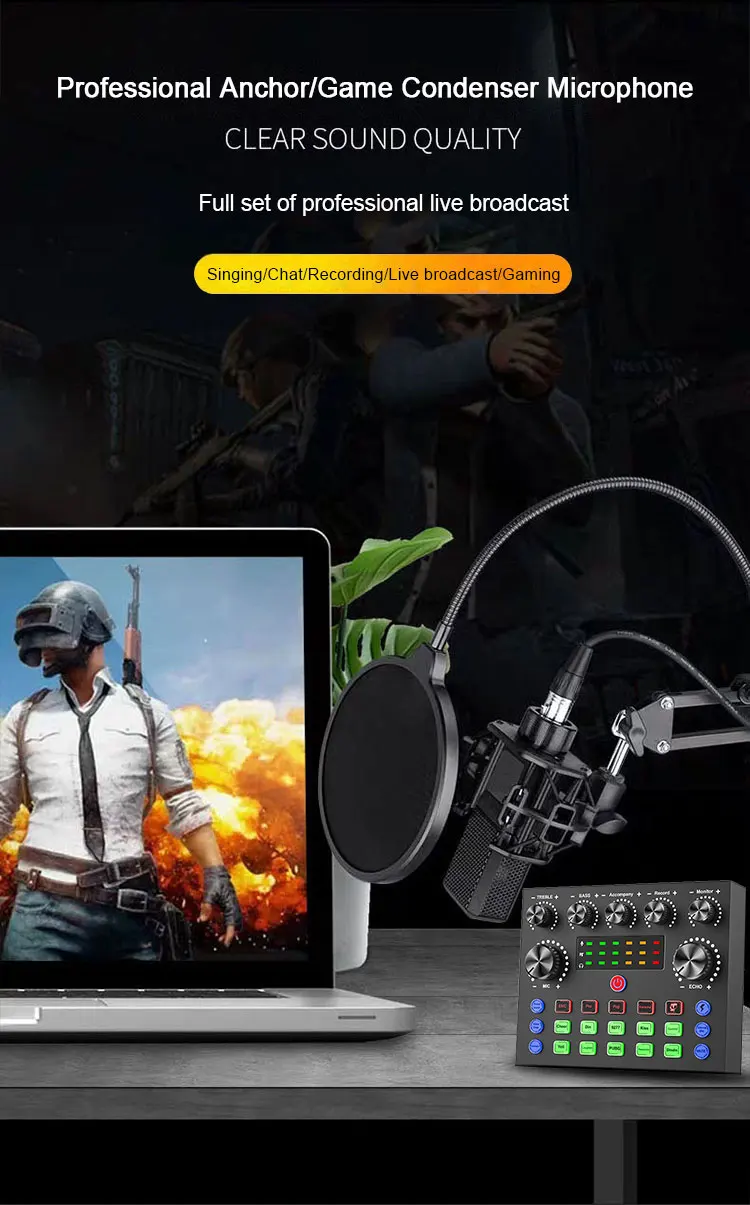 V8S Sound Card & Professional Gaming Microphone - YCCTEAM