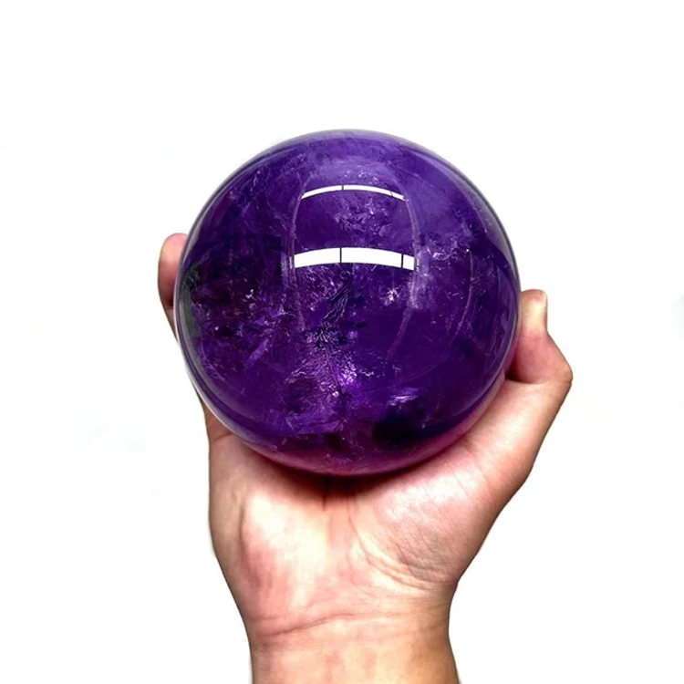 Gui Jing Natural Healing Stone Sphere Purple Fluorite Ball Amethyst ...