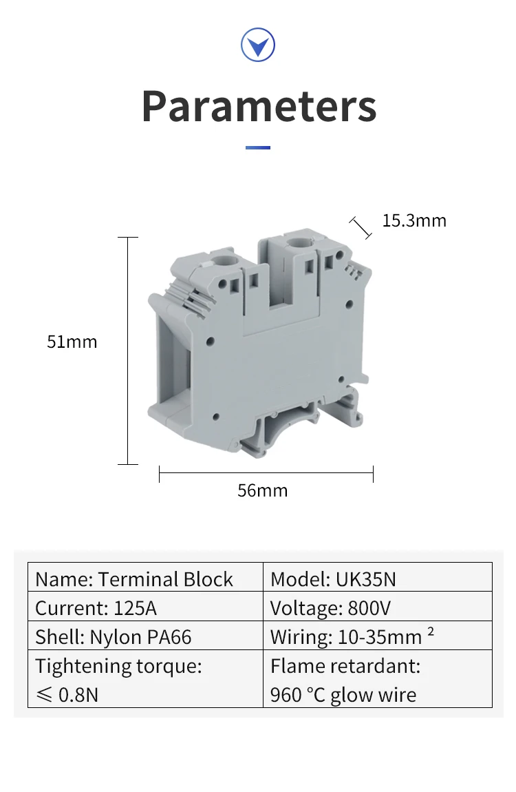 Din Rail Uk-35n Mounted Universal Screw Electrical Wire Terminals Block ...