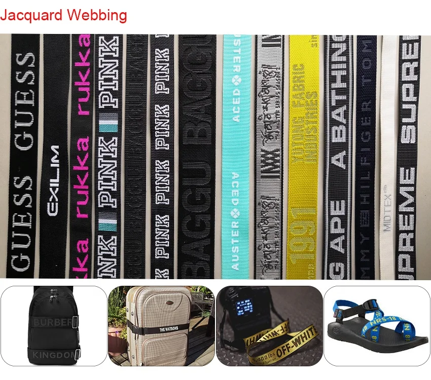 Custom Logo Nylon Jacquard Webbing Straps for Backpacks