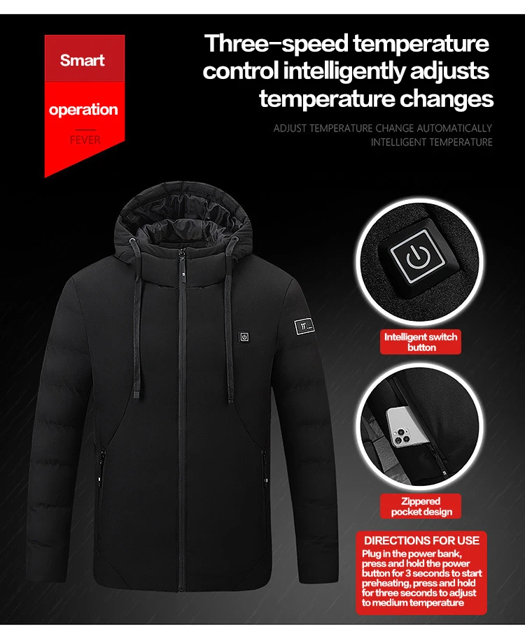 Men Women Black Customized Heating Clothing Winter Waterproof Electric ...