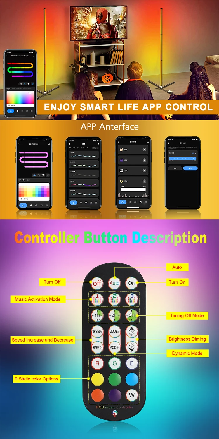 Nordic Stand Minimalist Smart LED Floor Lamp for Living Room