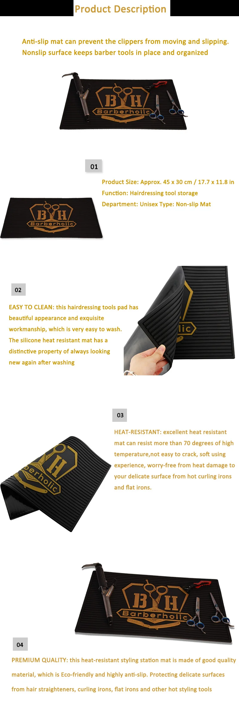 Barber Shop Desktop Organizer Tool Pad Heat-resistant Anti-slip Styling ...