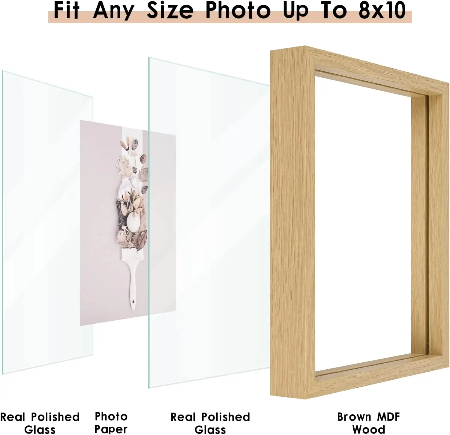 Solid Wood Floating Photo Picture Frame For Wall Hanging Tabletop ...