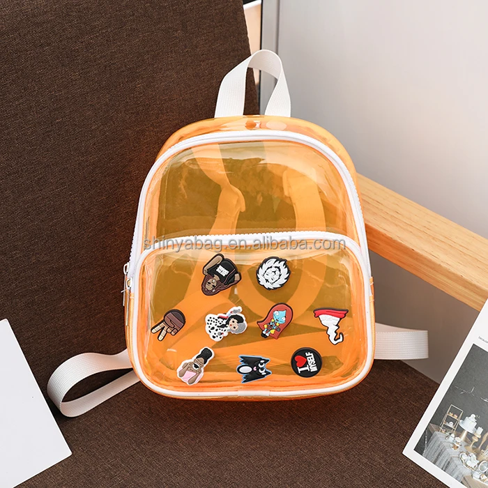 Custom Logo Clear Transparent Pin Backpack Mini Women Pink Charm Back ...