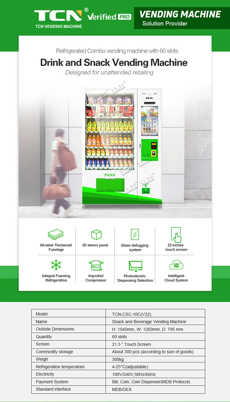 Tcn 24 Hours Self-service Store Drinks And Snacks Combo Vending Machine ...