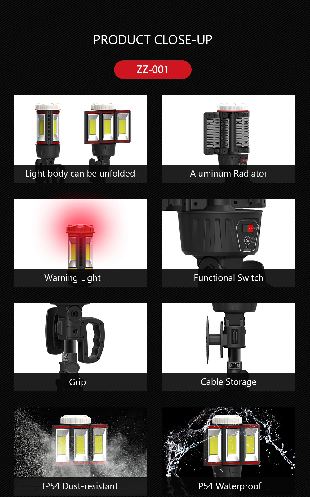 AC 80W High Lumen Portable 360° LED Work Light with Tripod Stand