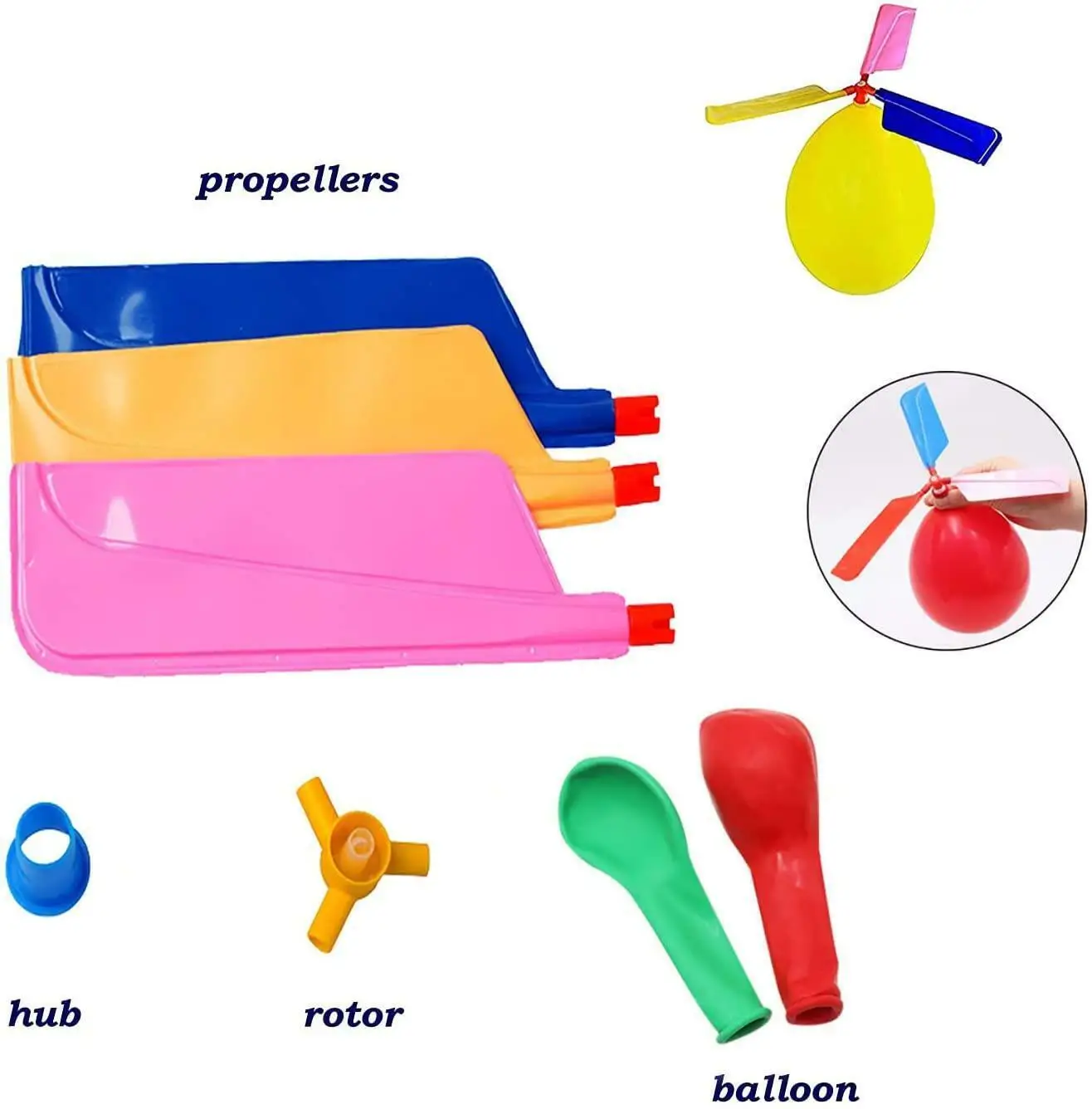 Diy Children Balloon Helicopter Flying Toy With Two 6 Inch Latex ...