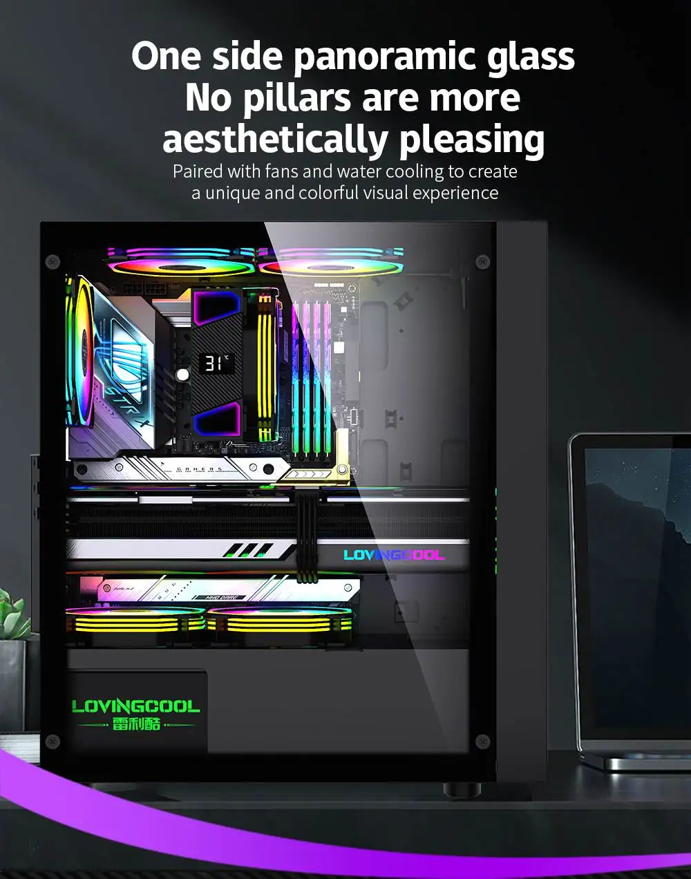 Lovingcool PC Case - Full Tower ATX Gaming Desktop
