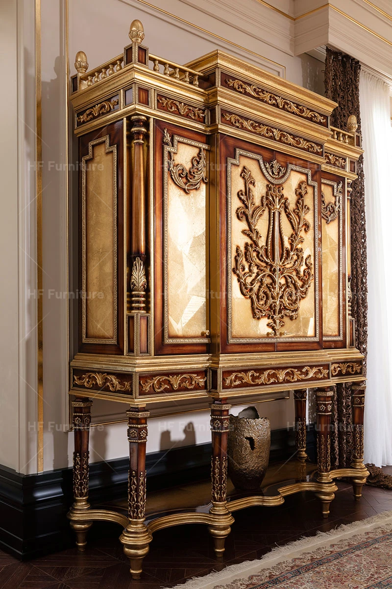 Luxury Wooden Display Cabinet Turkey Dubai High Quality Golden Antique ...