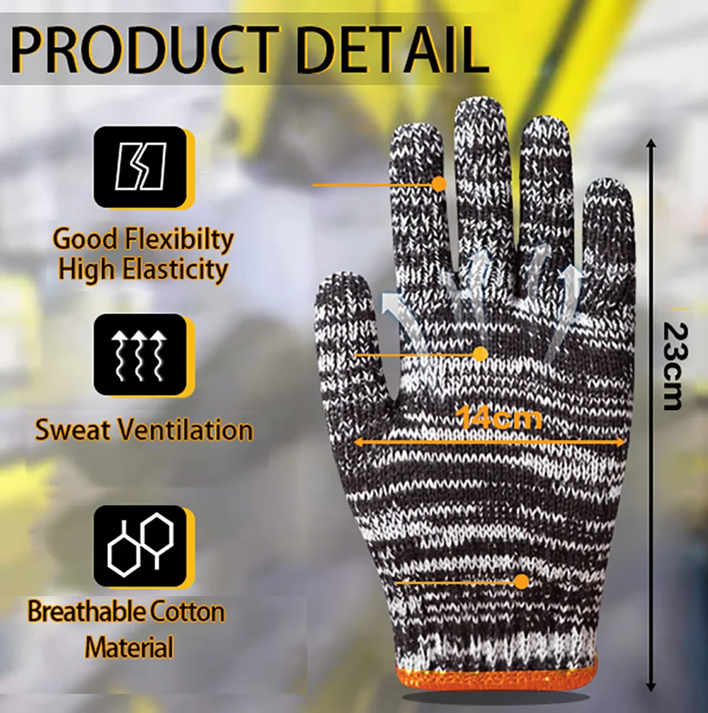 10 Gauge Mixed Color Labor Protection Cotton Hand Wear Resistant ...
