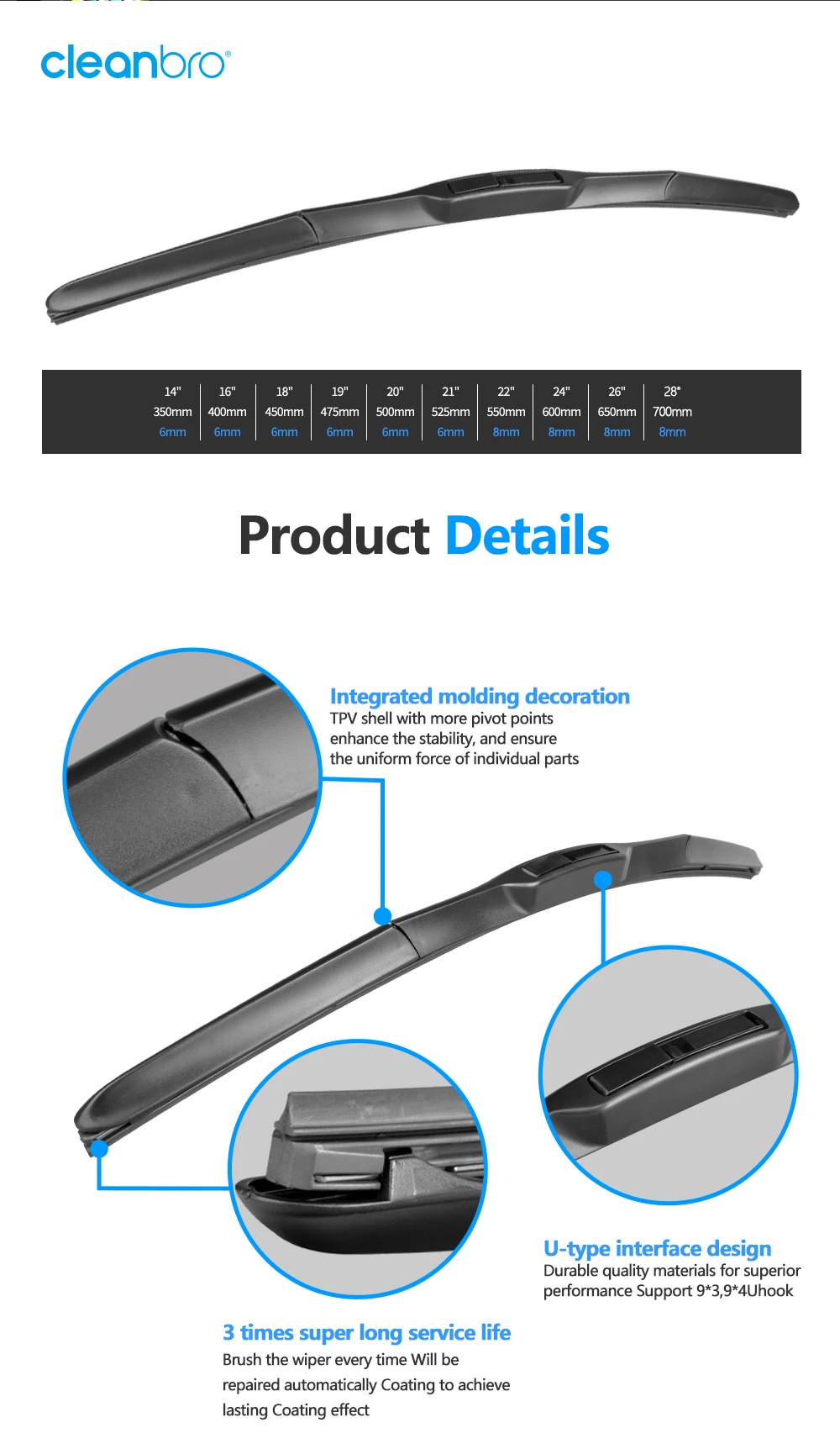 Auto Parts Exterior Accessories Universal U Hook Windscreen Hybrid ...