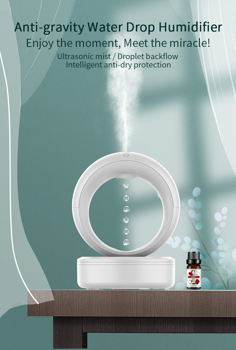 New Design Anti Gravity Water Drop Aroma Diffuser Round Shape Anti ...