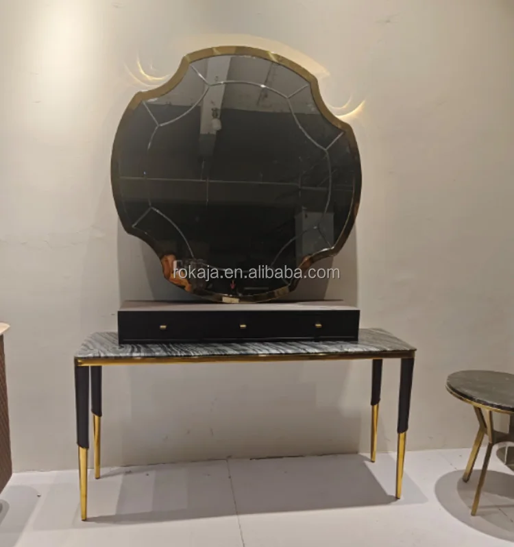 Modern Italian Gold Marble Top Console Table Luxury Jewelry Box Drawer ...