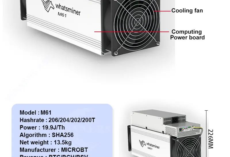 WINNERS MicroBT Whatsminer M61 200TH/206TH ASIC Mining Machine&Cheap ...