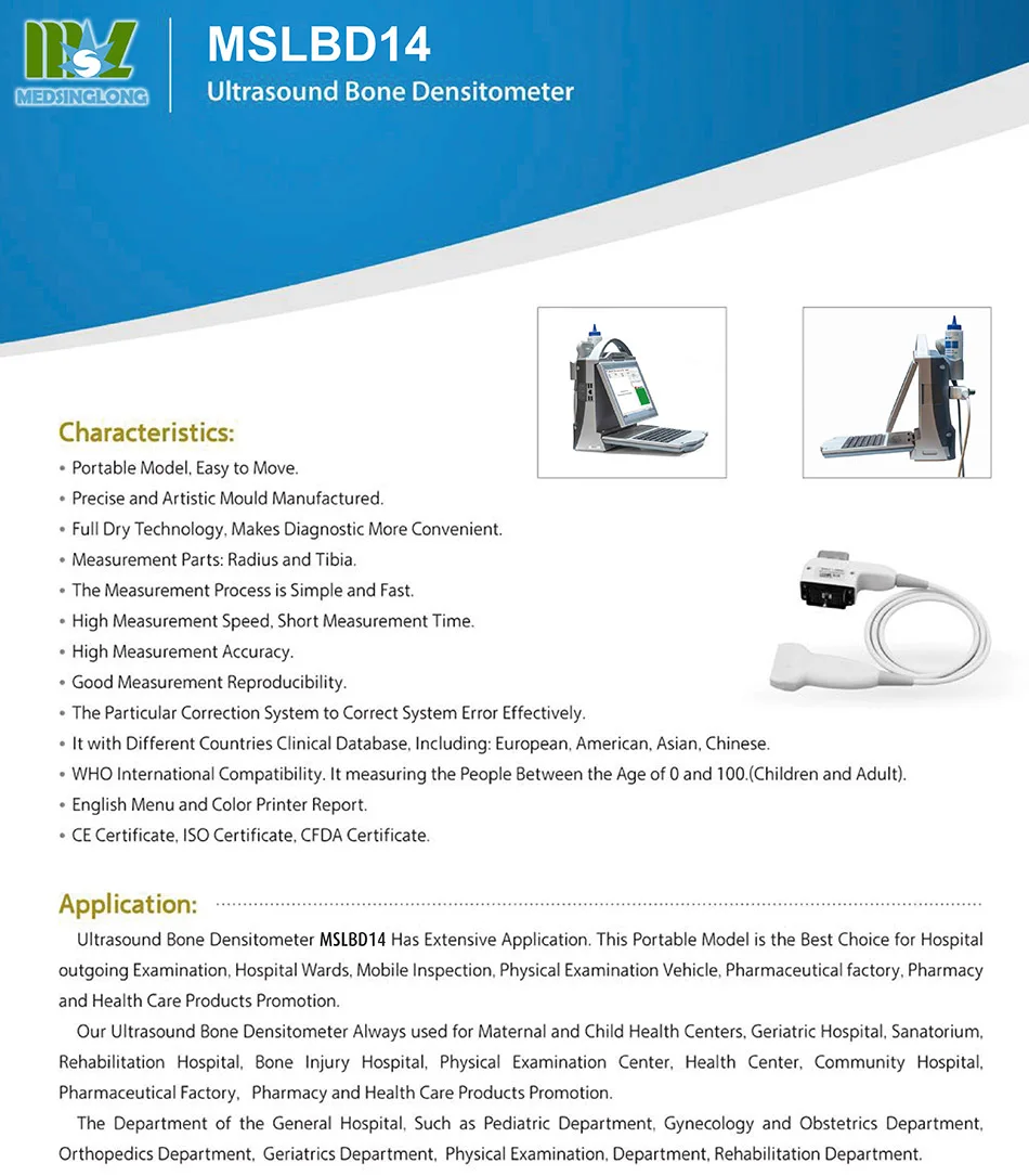 Portable Ultrasound Bone Densitometer Mslbd14 Bone Density Scanner For ...