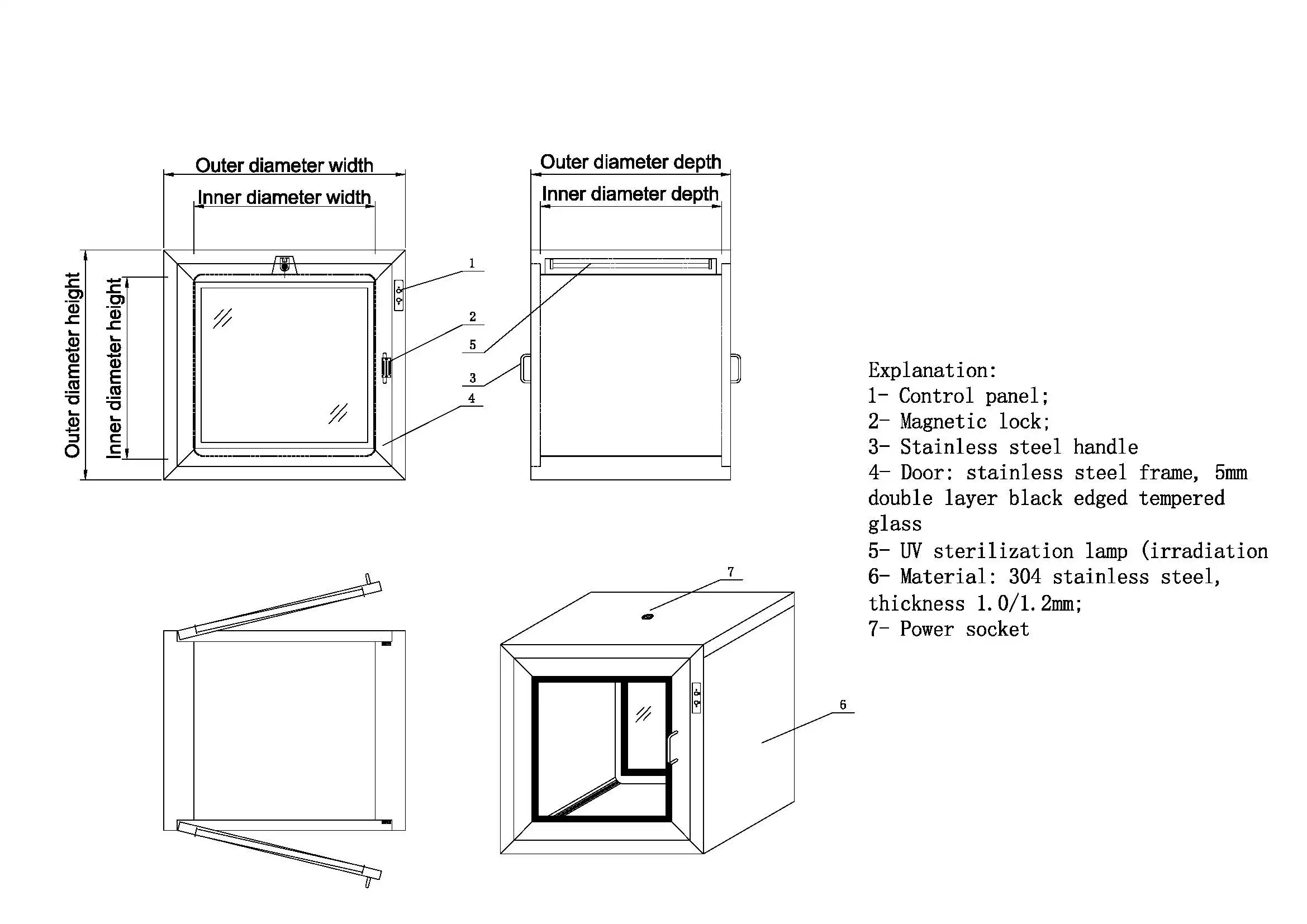 Airtc Clean Room Pass Thru Cabinet Static Pass Box With Electronic ...