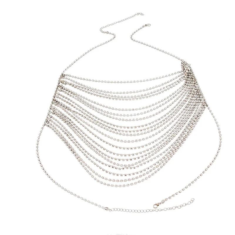 Summer Fashion Rhinestone Body Chain Necklace Sexy Outfits Rhinestone