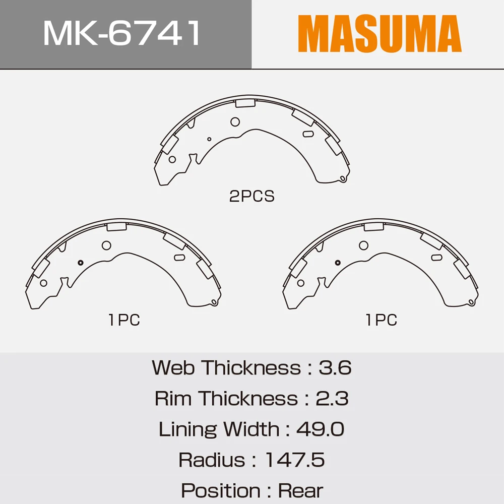 Mk-6741 Masuma Auto Wearing Part Rear Drum Brake Shoes 4600a122 Mn102911 Mn102910 Mn102909 - Buy ...