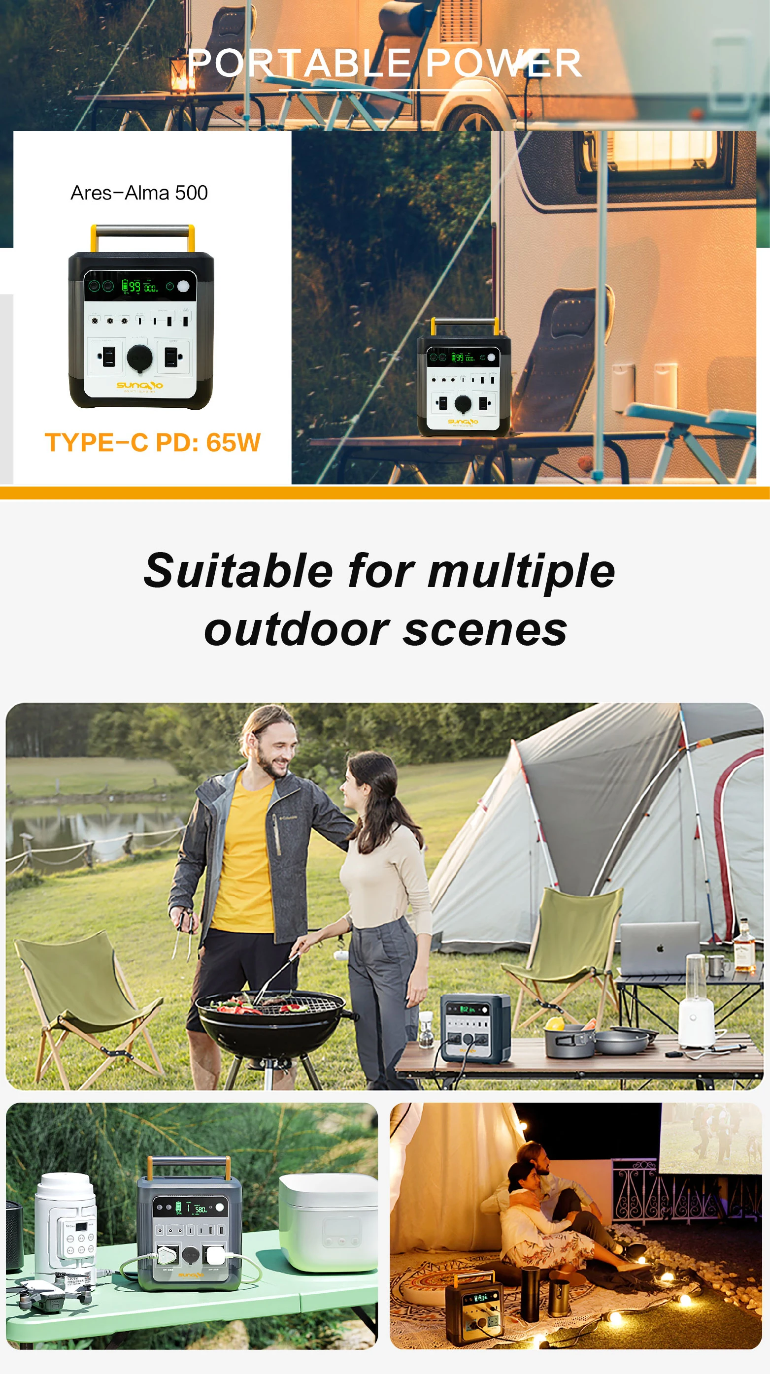 Ares-birkin760 Portable Power Station - 760W Rechargeable Generator