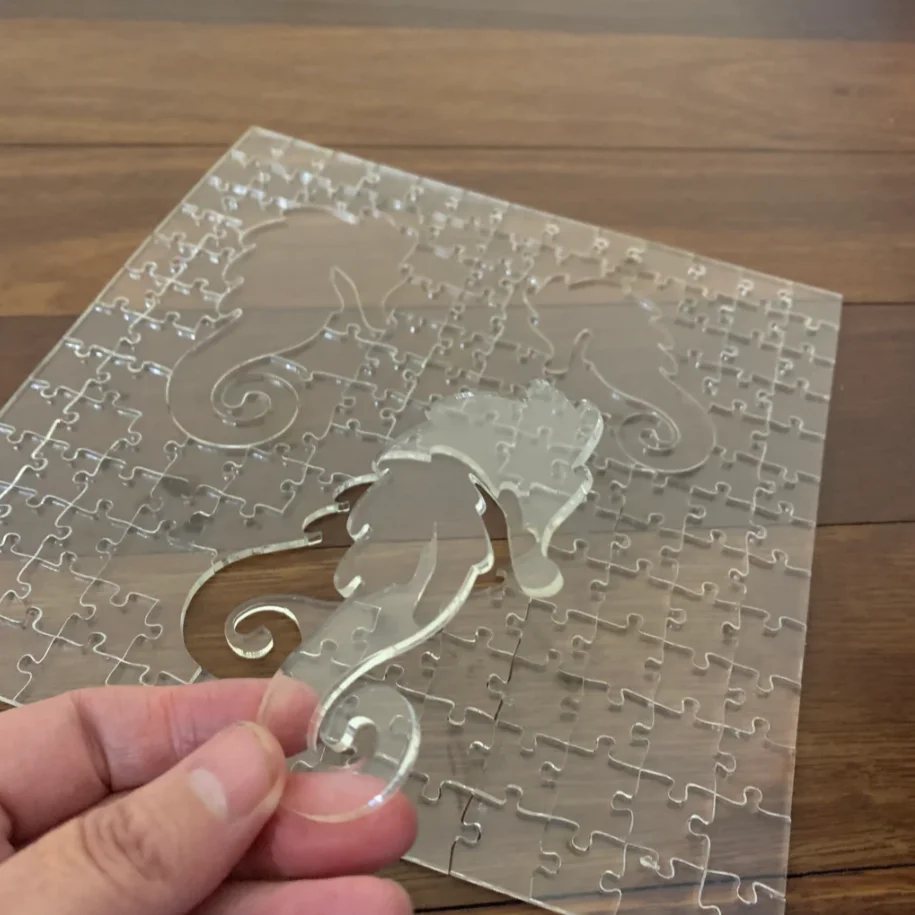 Clear Acrylic Impossible Jigsaw Puzzle Custom Laser Cut Crystal Blank ...