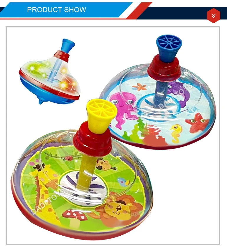 Classic Pattern Spinning Top Toy Hand-pull Pressure Gyro Plastic Kids ...