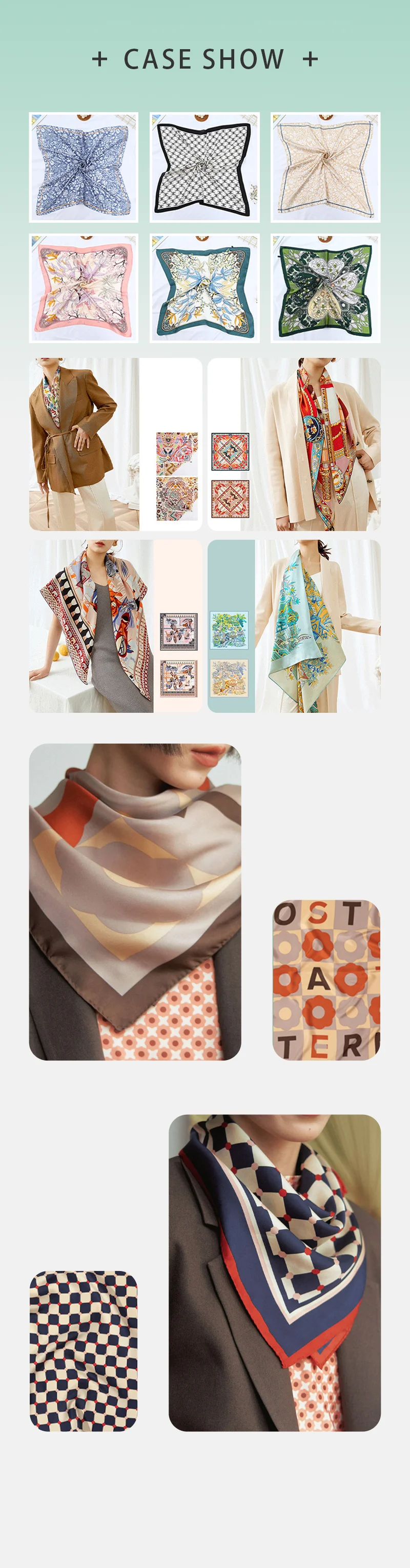 Custom Design Luxury Print Square Silk Satin Head Scarf Bandana Foulard ...