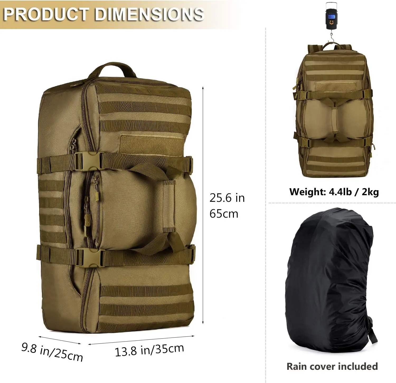 60L Outdoor Tactical Duffel Camouflage Backpack Waterproof Suitcase ...
