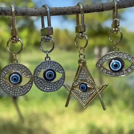 Drea Rainbow Evil Eye Hamsa Hand Keychain Key Ring For Lovers Bling ...